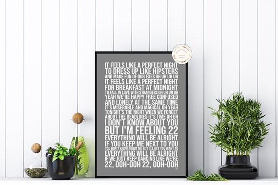 Taylor Swift Song Lyrics 22