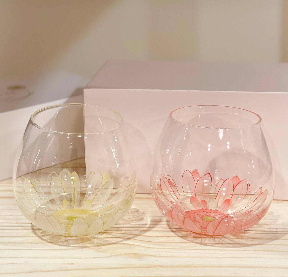 Flower Tumbler Glass Gift Set Gerberaexclusive - Etsy