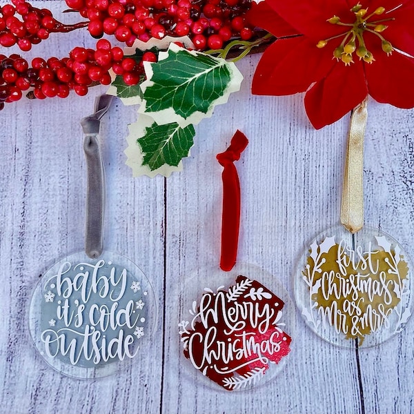 Flat Round Acrylic Christmas Ornaments - Etsy