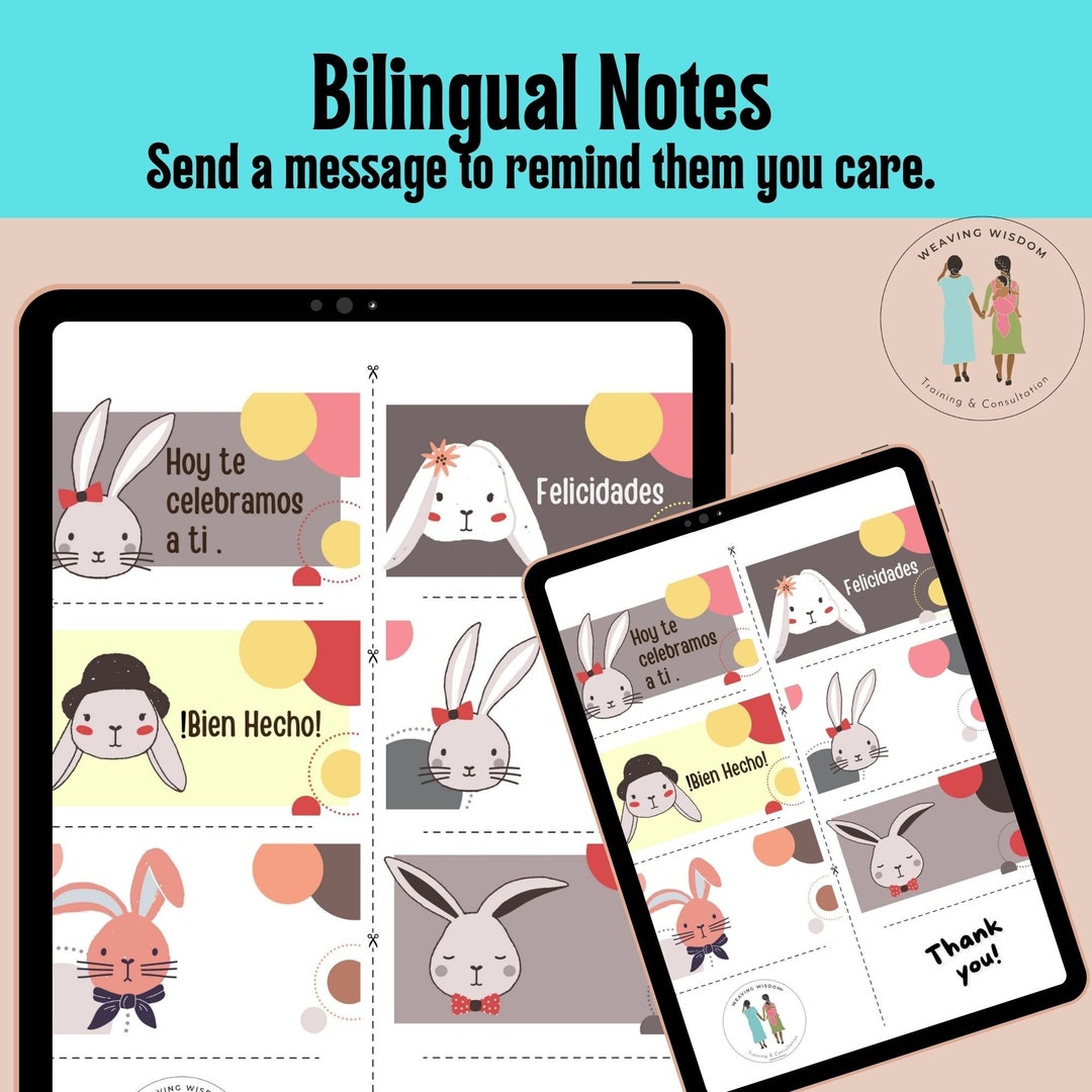 Lunch Notes Bilingual (bunnies) Set of 12 - Etsy