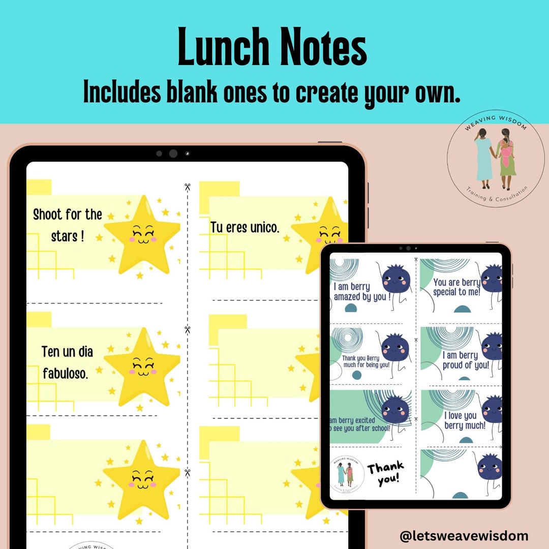 Lunch Notes Bilingual (stars & Berries) - Etsy