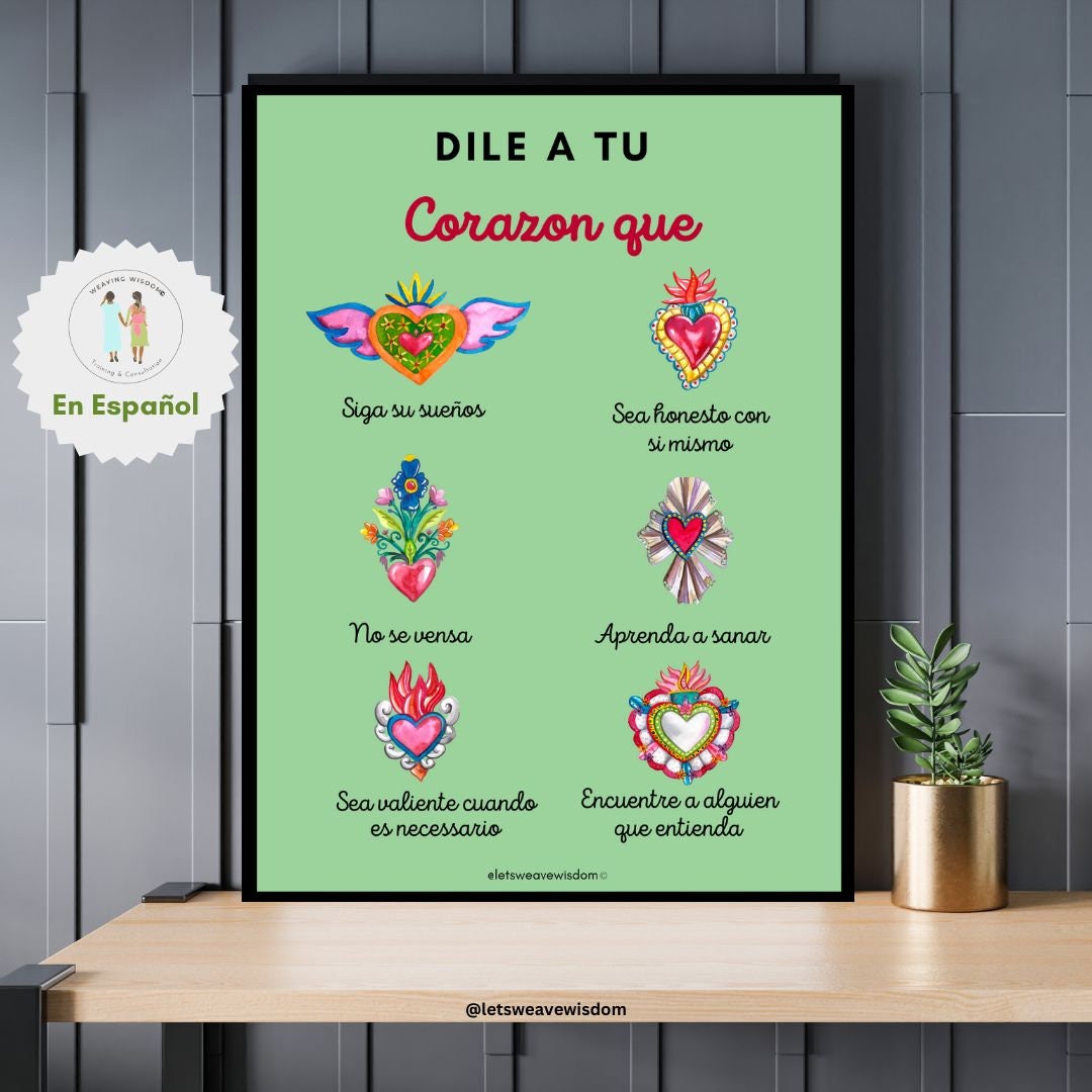 Bilingual Corazon Messages, Digital Poster, Mental Health Office Decor ...