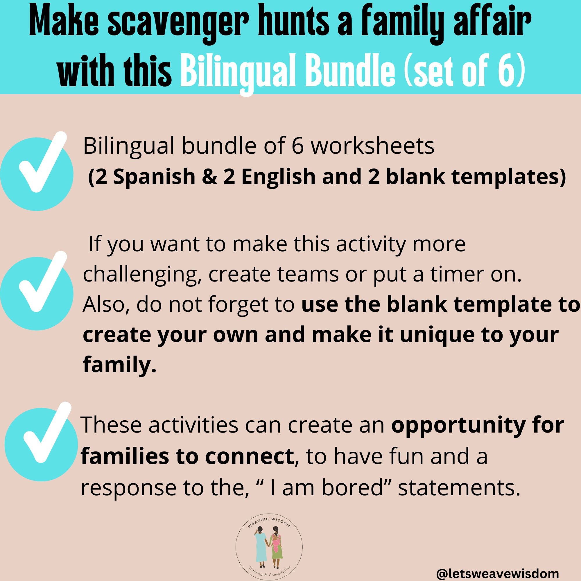 Family Scavenger Hunts bilingual Set of 6, Family Time, Family Games ...