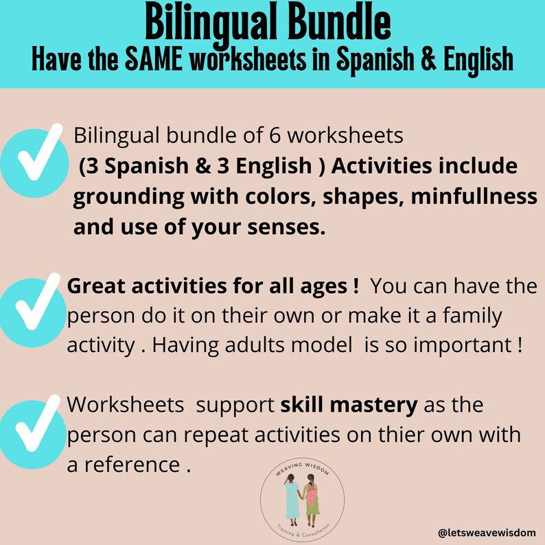 Grounding Activities- Set of 6 Bilingual, Calming, Mindfulness, Spanish ...