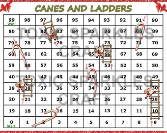 Snakes and Ladders Game Christmas Holiday Version, Printable Game, Fun ...