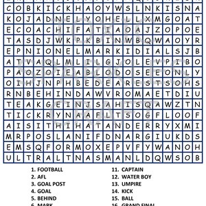 AFL WORD FINDER - 2 Word Search Puzzles - Etsy