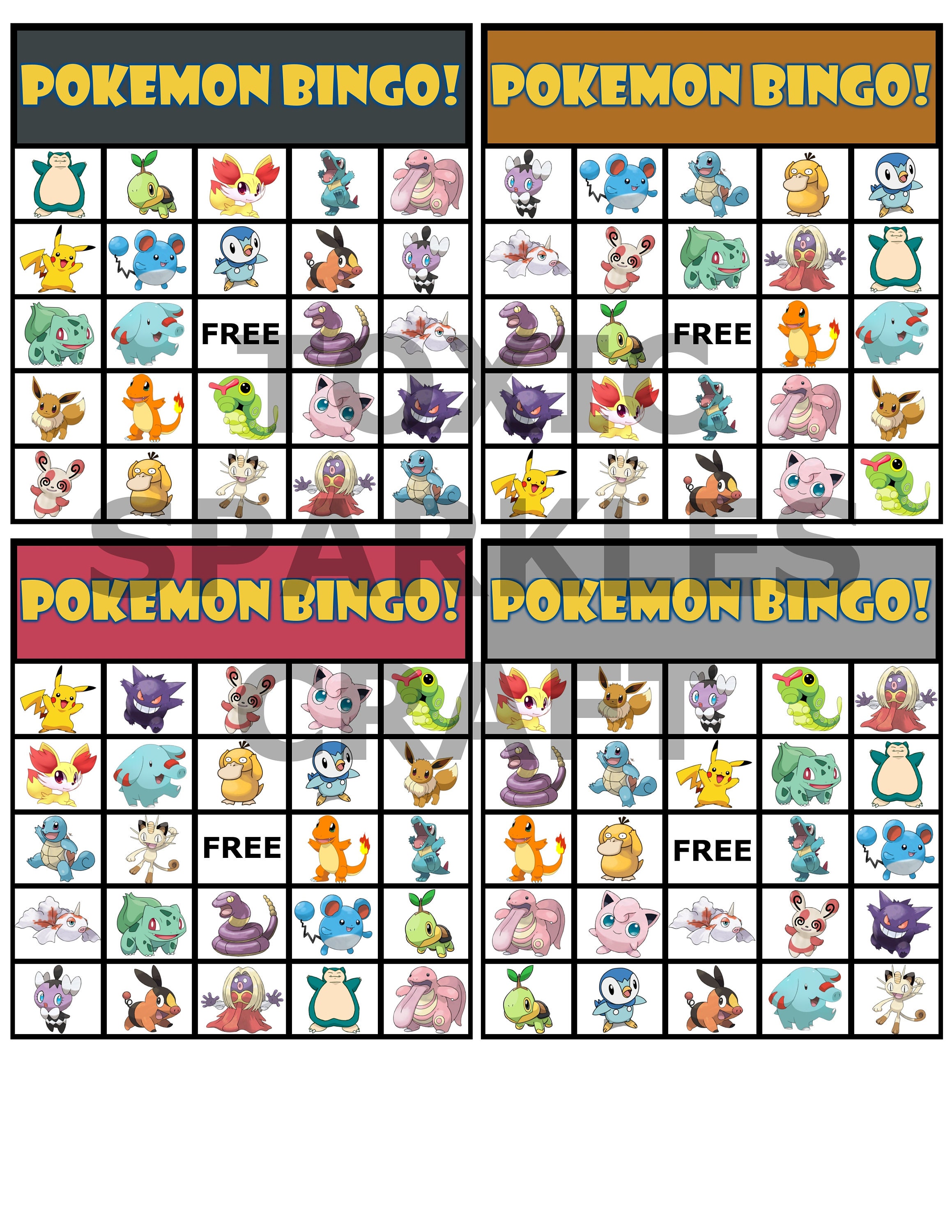 Pokemon Bingo - Etsy