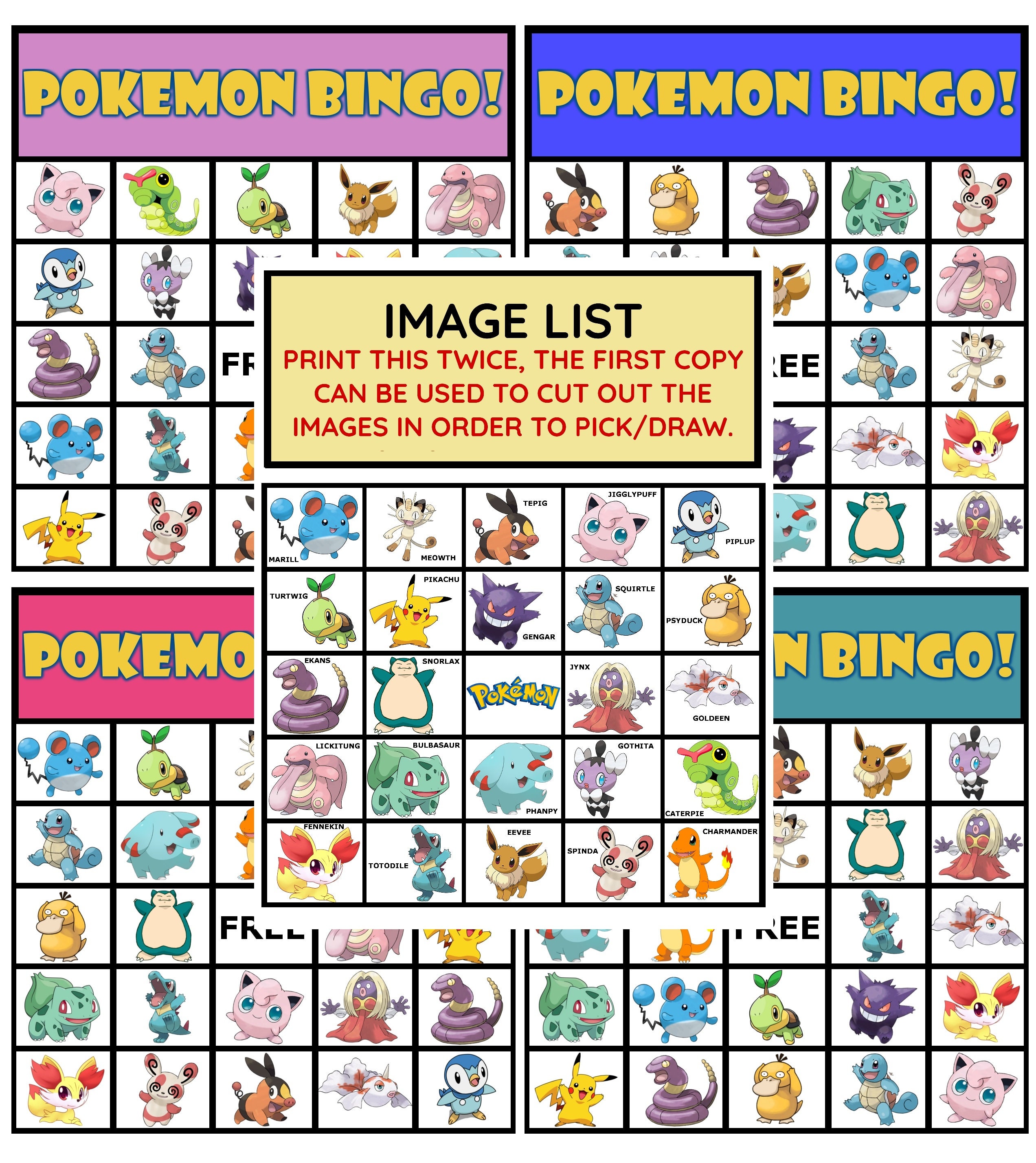 Pokemon Bingo - Etsy