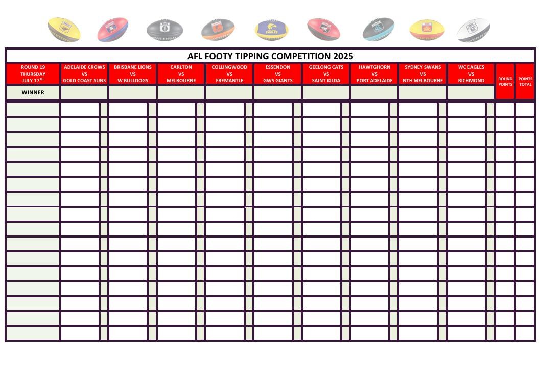 AFL Football Tipping Competition Booklet - Etsy