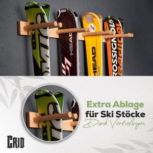 Ski Wall Mount for 4 Pairs of Skis Including Ski Poles and Equipment ...
