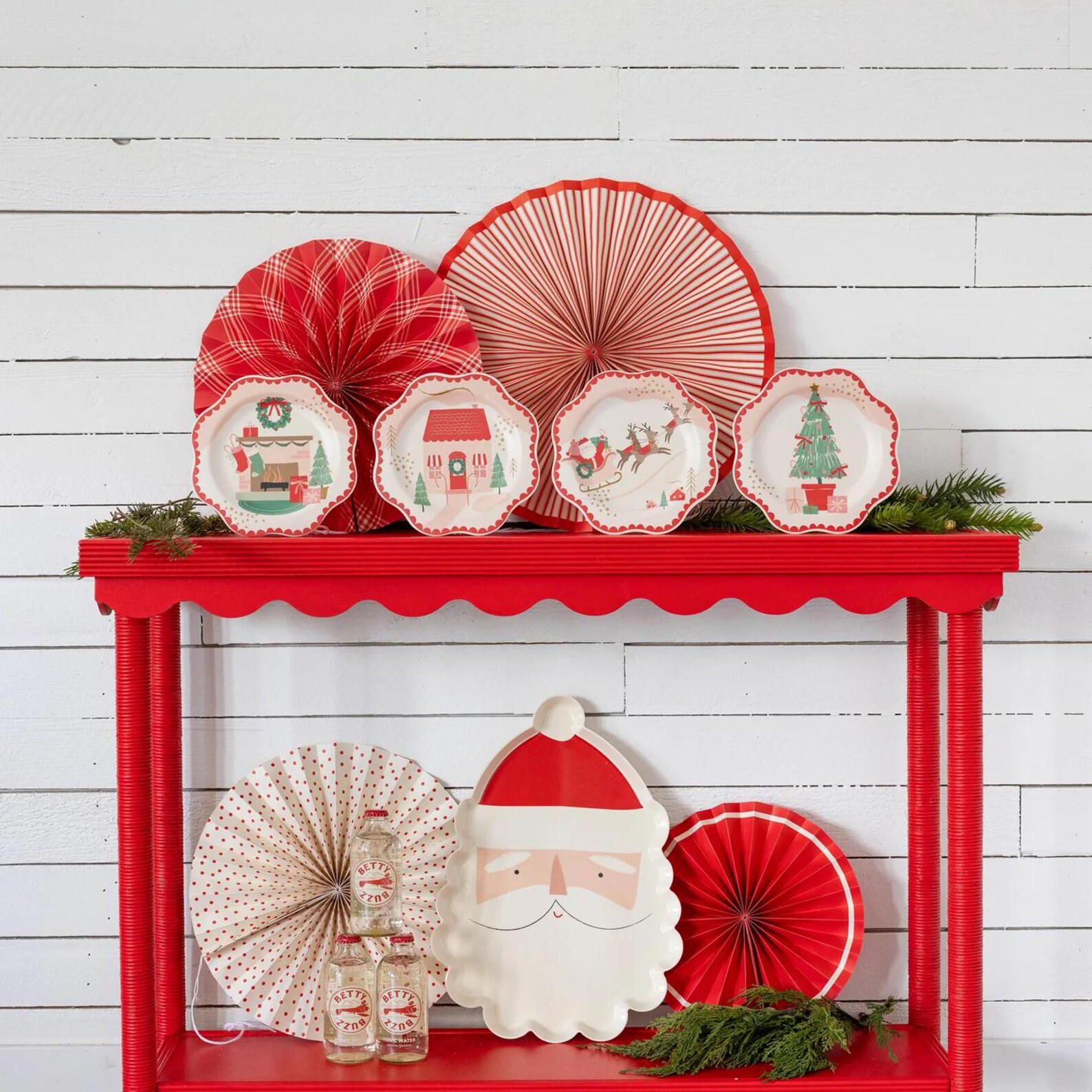 Santa Scenes Bamboo Melamine Plate Set of 4 | Melamine Christmas Plates ...