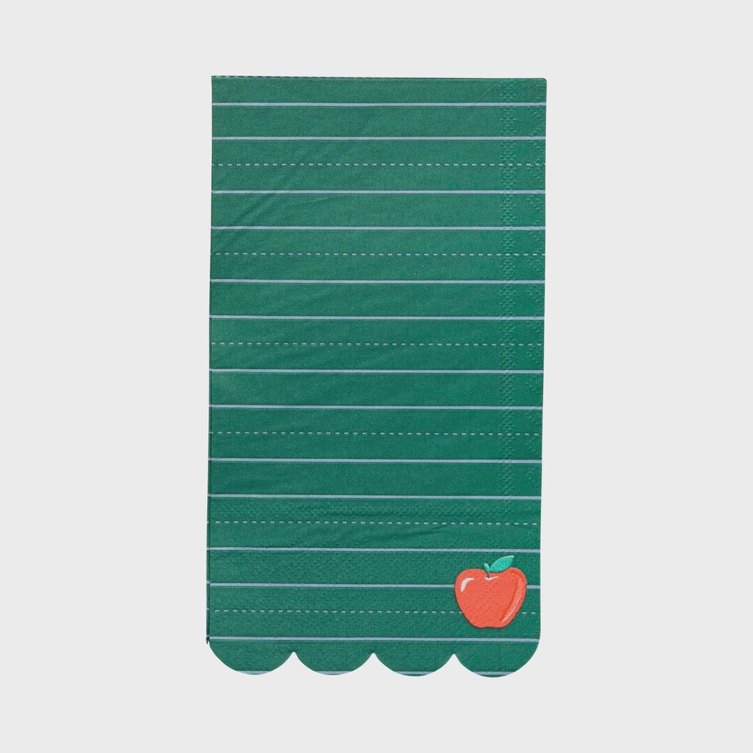 Back to School Party Napkins: Green Ruled Paper, Apple Detail (24ct) - Etsy
