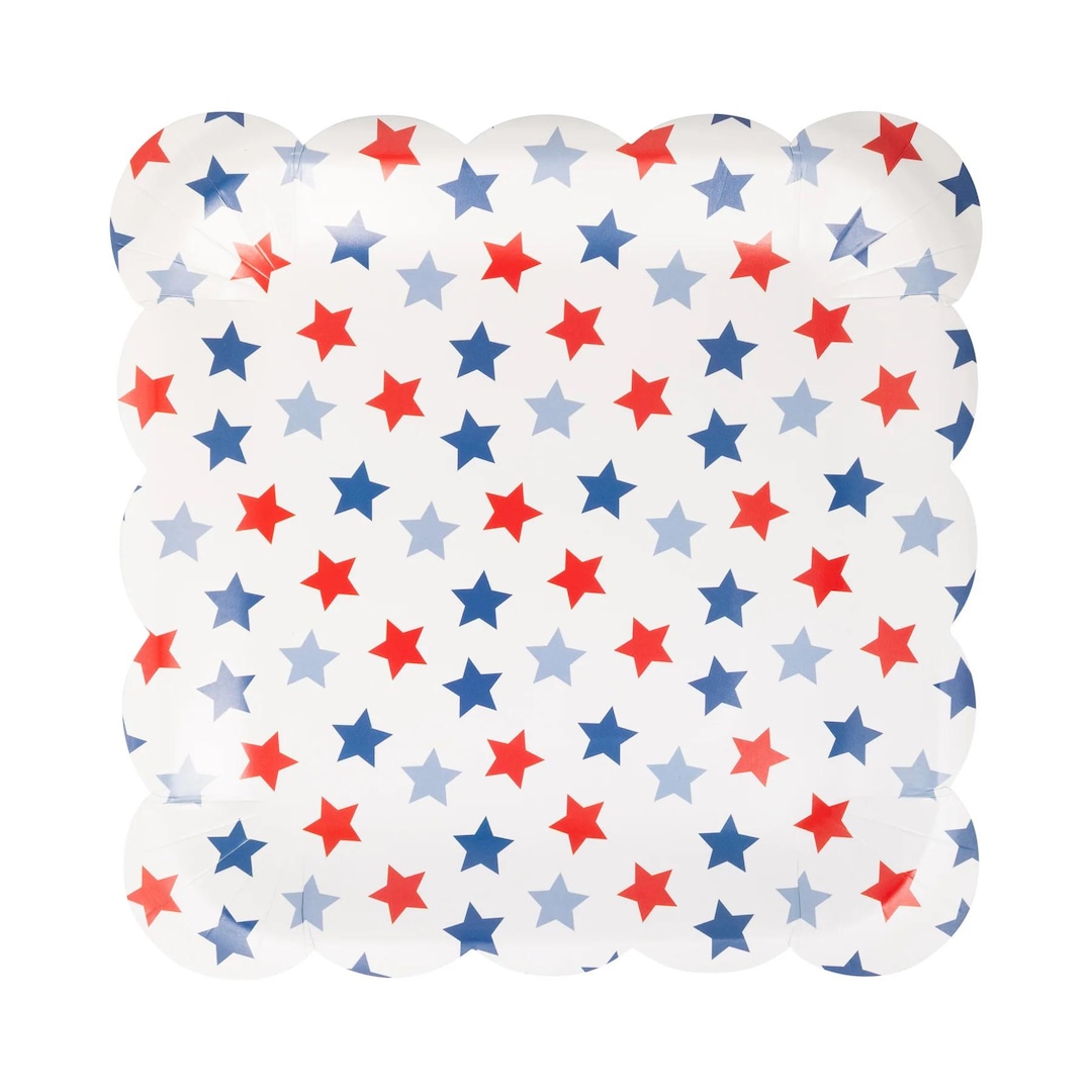 Patriotic Stars Square Paper Plates, 8ct | Patriotic Plates, July 4th ...
