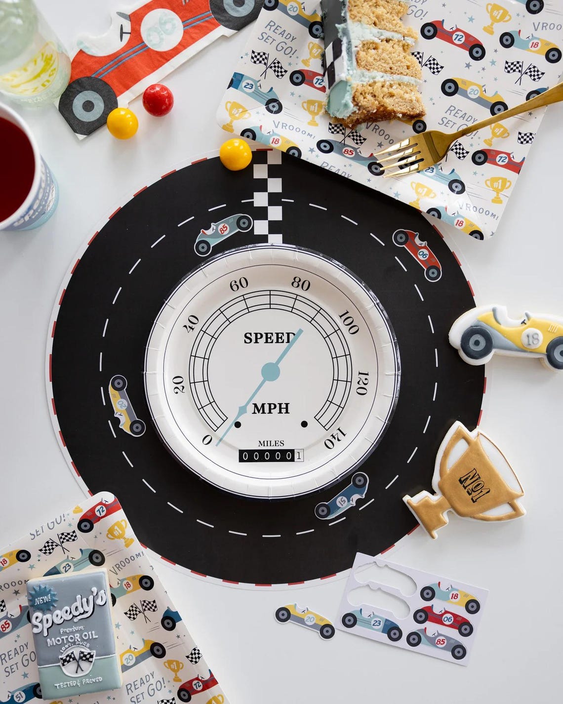 Car Birthday Race Track Placemat - Race Cars Birthday Party Decorations ...