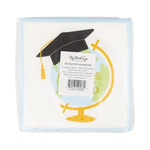 Change the World Graduation Napkins: Globe & Grad Cap, Gold Foil (18ct ...