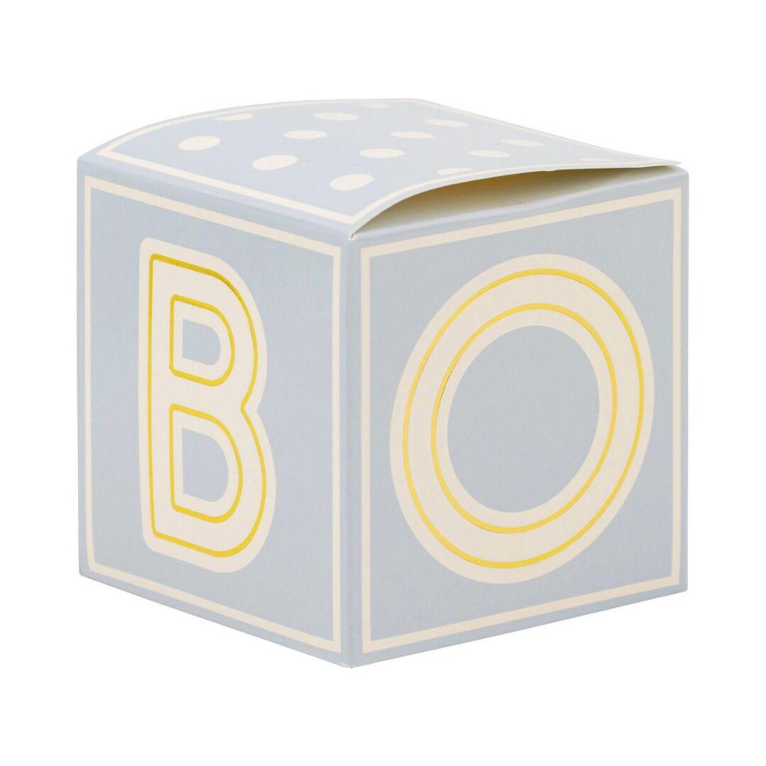 Blue Block Baby Shower Favor Boxes | Gold Foil Lettering, Set of 8 - Etsy