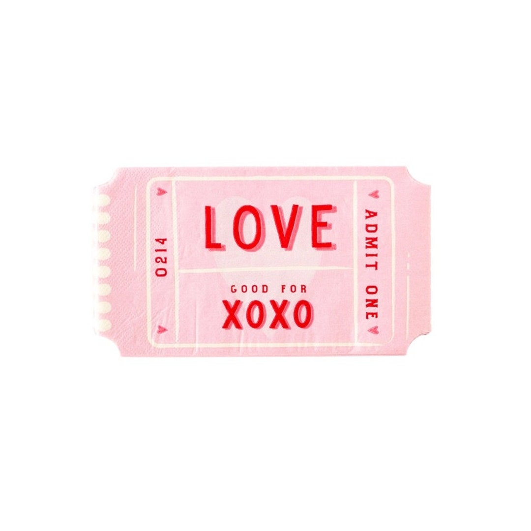 Love Ticket Valentines Napkins Valentines Day Party Valentines Day