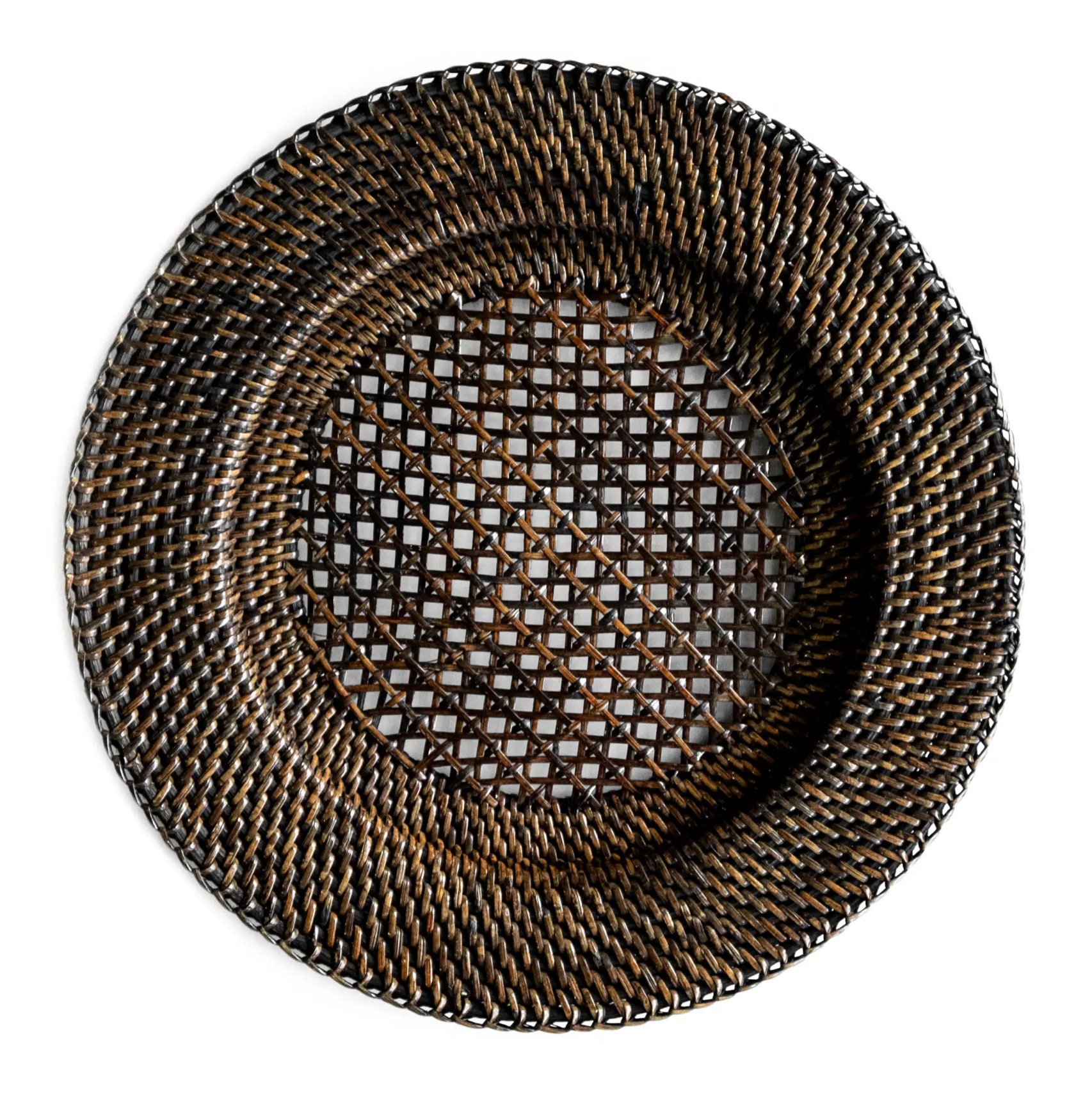 Dark Brown Hand Woven Charger Plates set of 2 Thanksgiving - Etsy