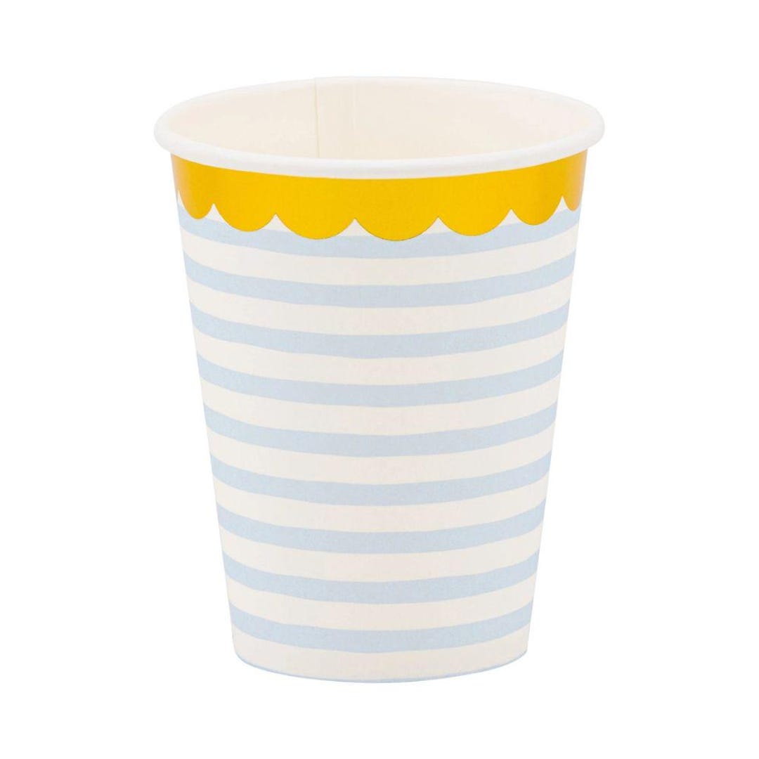 Baby Blue Striped Party Cups | Gold Foil Baby Shower Decor - Etsy