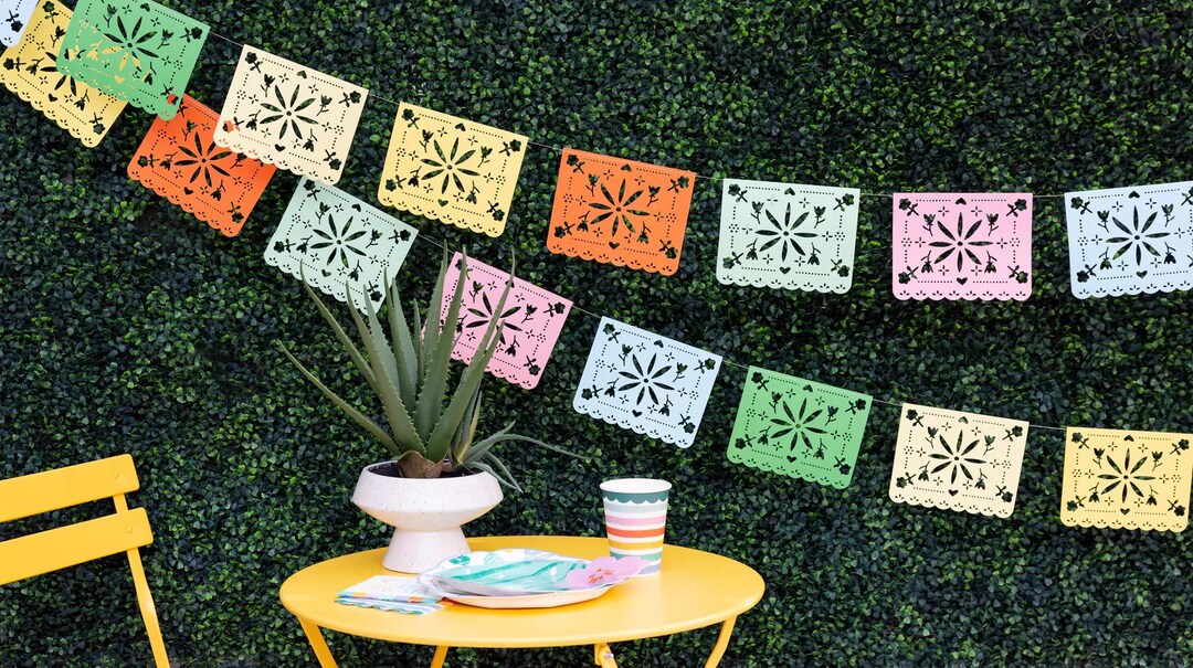 Papel Picado Banner | Mexican Fiesta Supplies, Boho Paper Garland ...