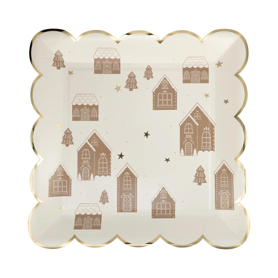 Gingerbread House 9" Square Plate | Christmas Party Decorations ...