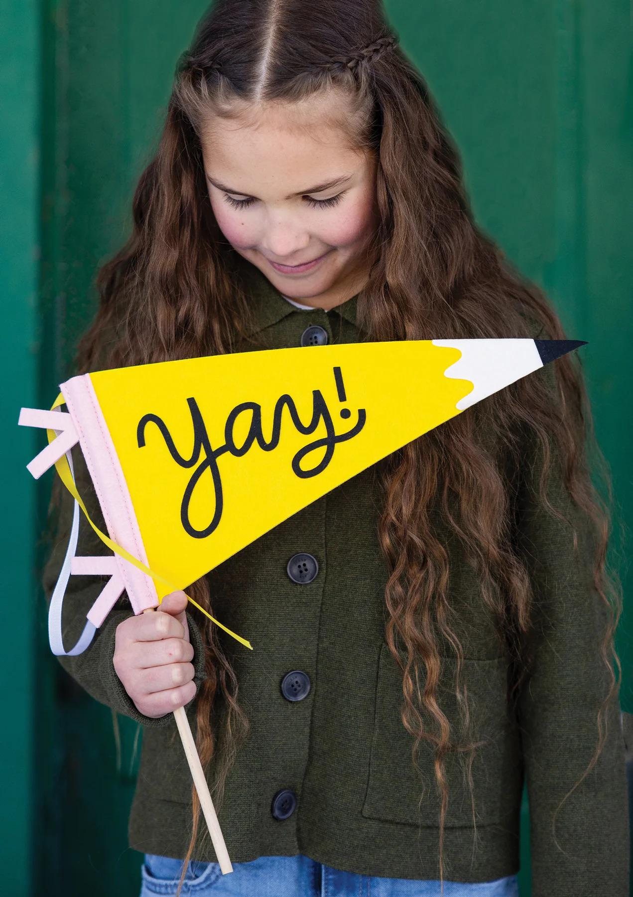 Yay Pencil Felt Pennant | Graduation Flag, Graduation Party, Graduation ...