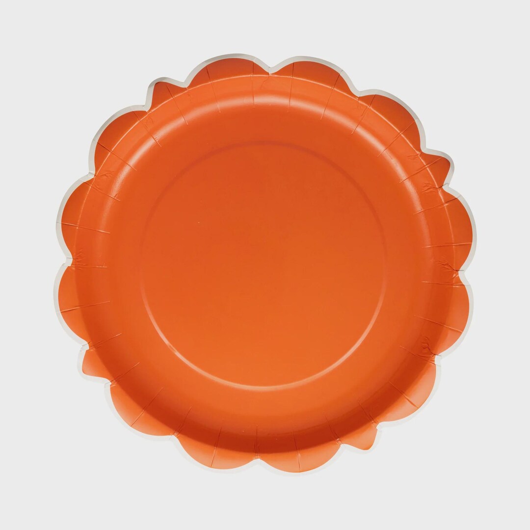 Rust Orange Scalloped Paper Plates, Set of 8: Falloween Thanksgiving ...