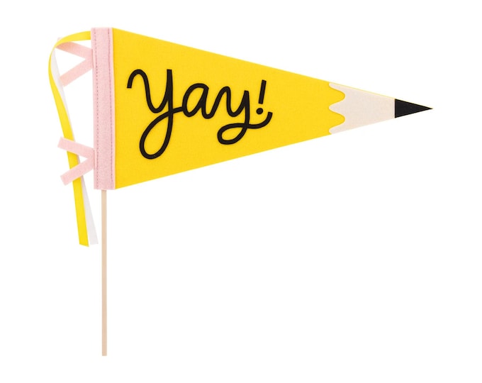 Yay Pencil Felt Pennant | Graduation Flag, Graduation Party, Graduation ...
