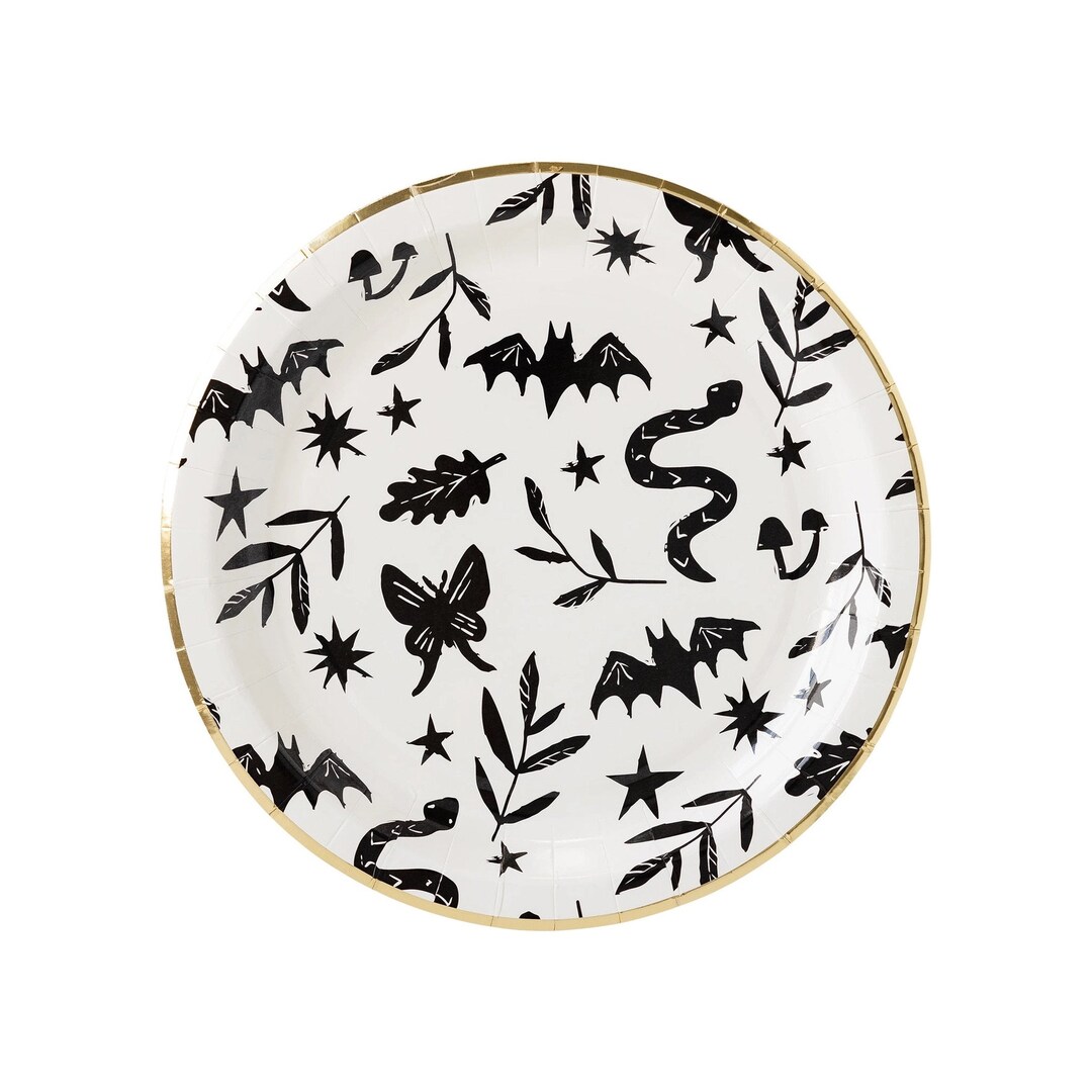 Spooky Halloween Paper Plates, Set of 8 | Bats and Snakes Plates, Adult ...