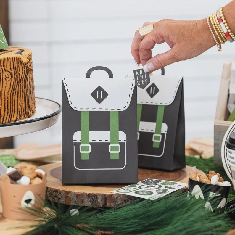 Camping Adventure Backpack Treat Bags | One Happy Camper Birthday ...