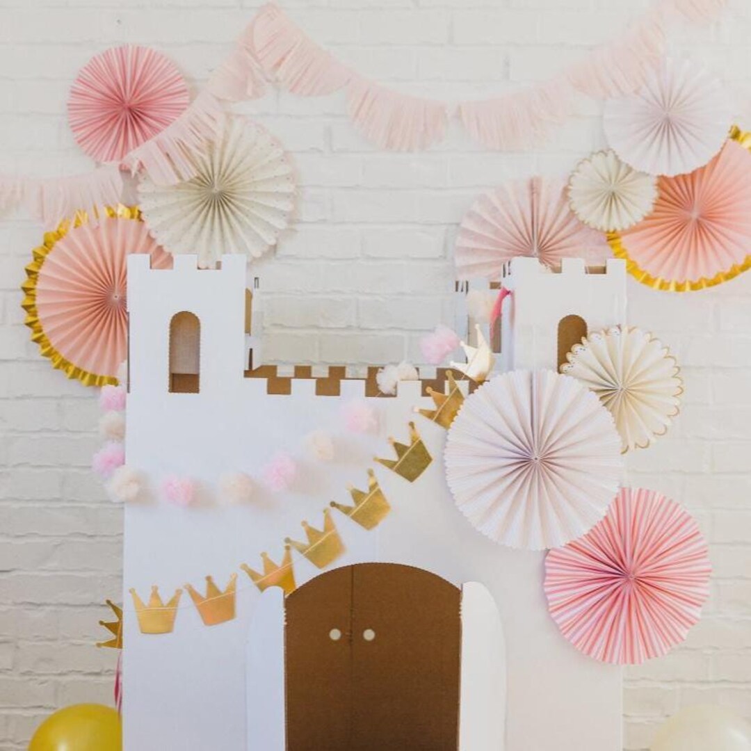 Princess Crown and Tulle Pom Banner: Gold Foil Party Decorations - Etsy