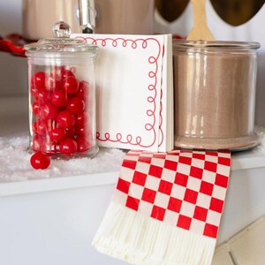 Red and Pink Checked Fringed Paper Dinner Napkins, 24 Ct | Christmas ...
