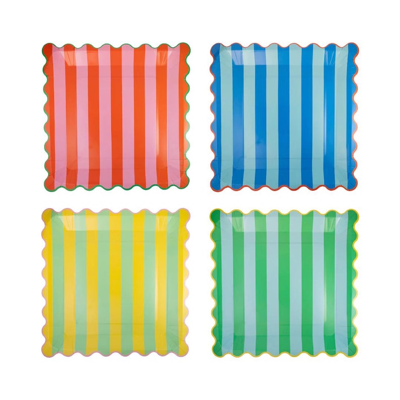 Rainbow Striped Paper Plates: Art Birthday Party Supplies, 8ct - Etsy
