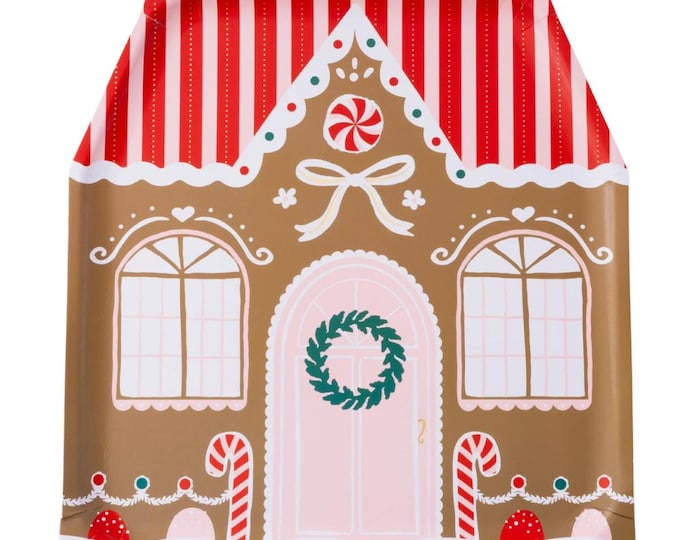 Sweet Gingerbread House Large Plates, Set of 8 - Holiday Party Plates ...