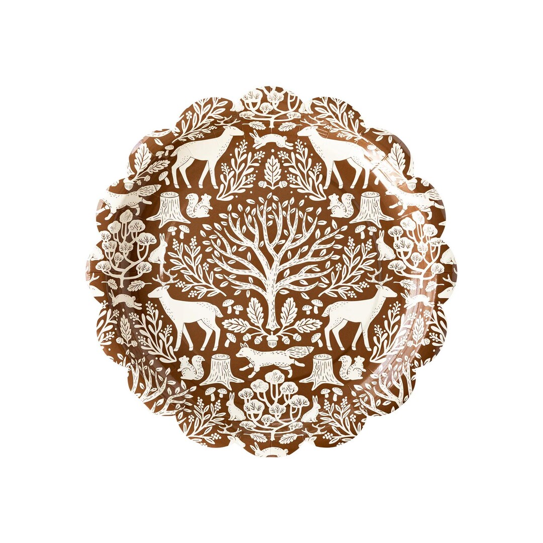 Woodland Toile Paper Thanksgiving Plates, 8 Ct| Fall Paper Plate ...