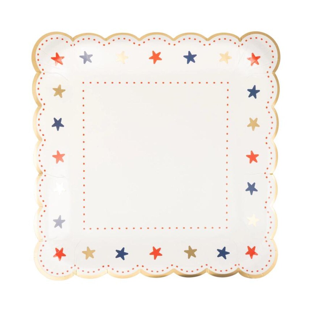 Square Patriotic Star Plates, 8ct | Patriotic Plates, July 4th Paper ...