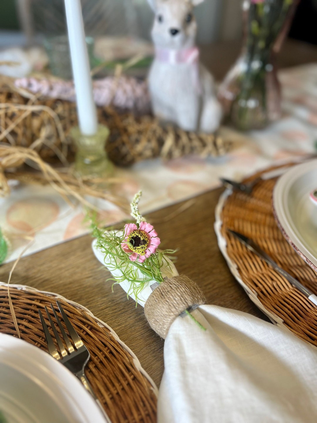 Jute Napkin Rings set of 4 Easter Napkin Rings Spring Napkin Rings Boho ...