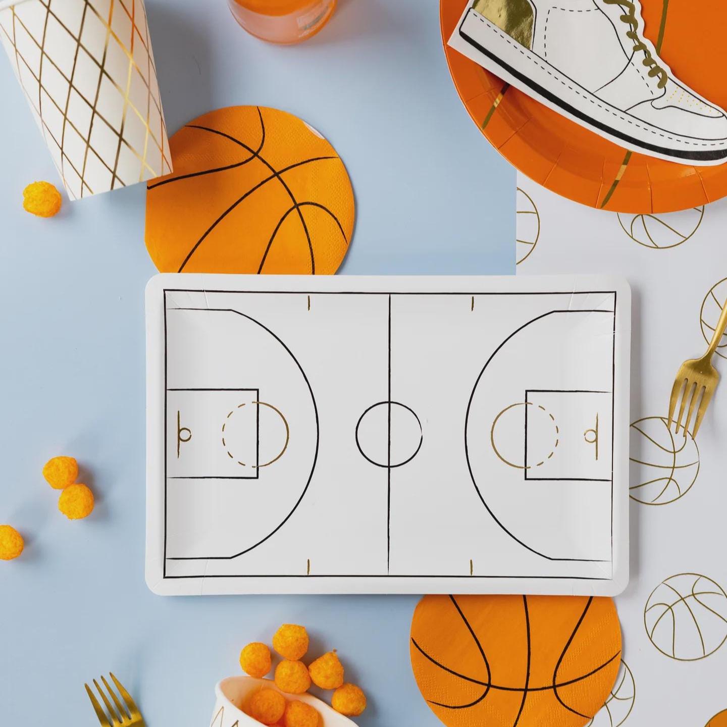 Basketball Court Shaped Paper Plate, Set of 8 - Basketball Theme Party ...