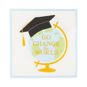 Change the World Graduation Napkins: Globe & Grad Cap, Gold Foil (18ct ...