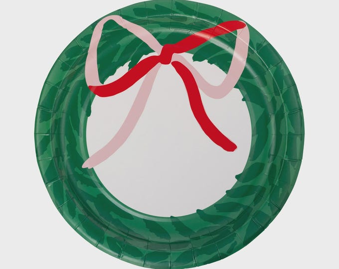 Christmas Wreath Paper Plates, Holiday Party Dessert Plates, Set of 8 ...
