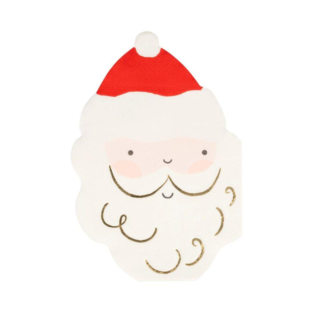 Santa Face Christmas Napkins With Gold Foil Details | Set of 18 - Etsy