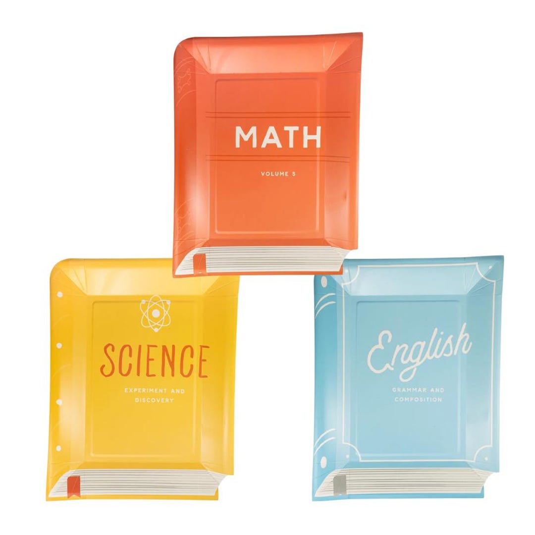 Back to School Paper Plates: Textbook Shaped, 9ct - Etsy