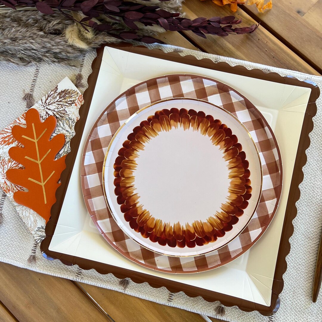 Feather Thanksgiving Dessert Plates (set of 8) | Watercolor Fall Table ...
