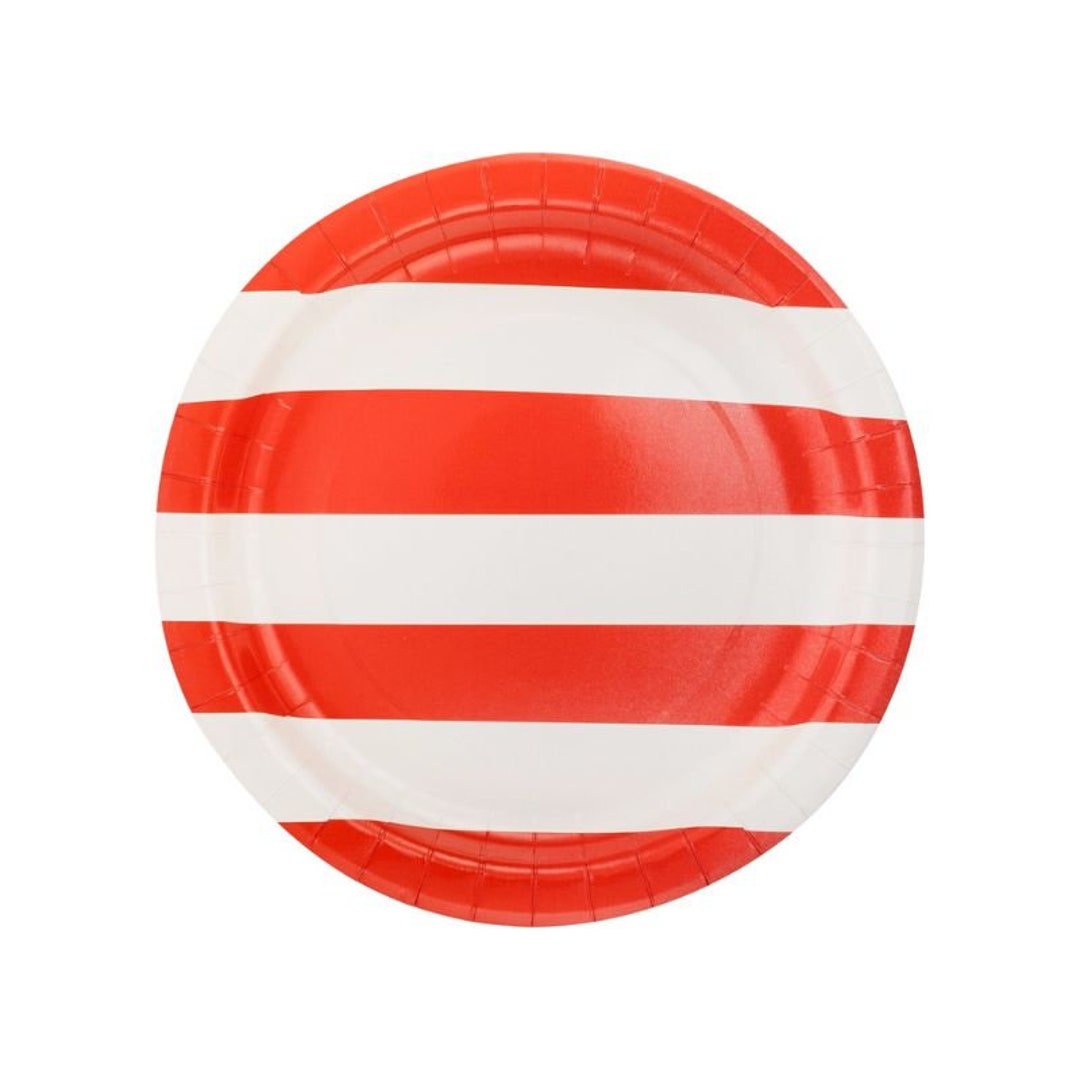 Red & White Striped Paper Plates - Patriotic Party Decor, Set of 8 - Etsy