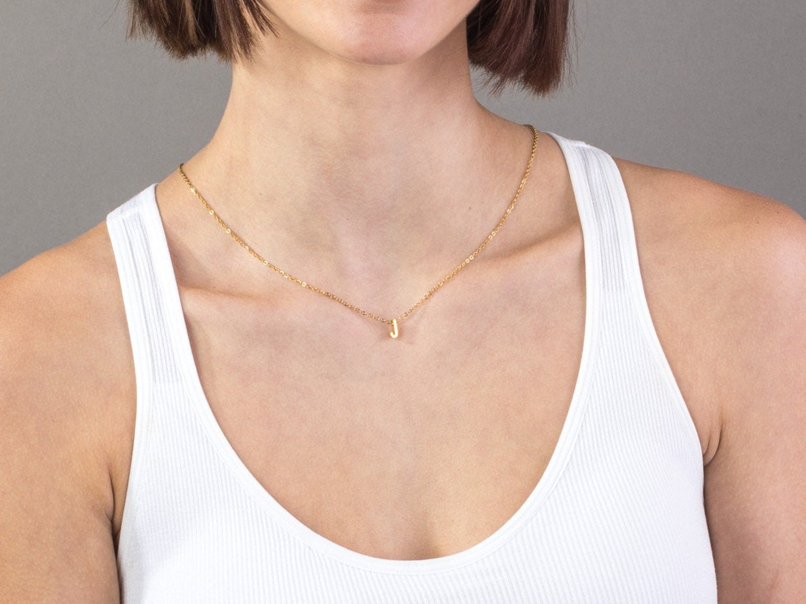 Gold Tiny Initial Necklace Letter Initial Necklace Birthday - Etsy