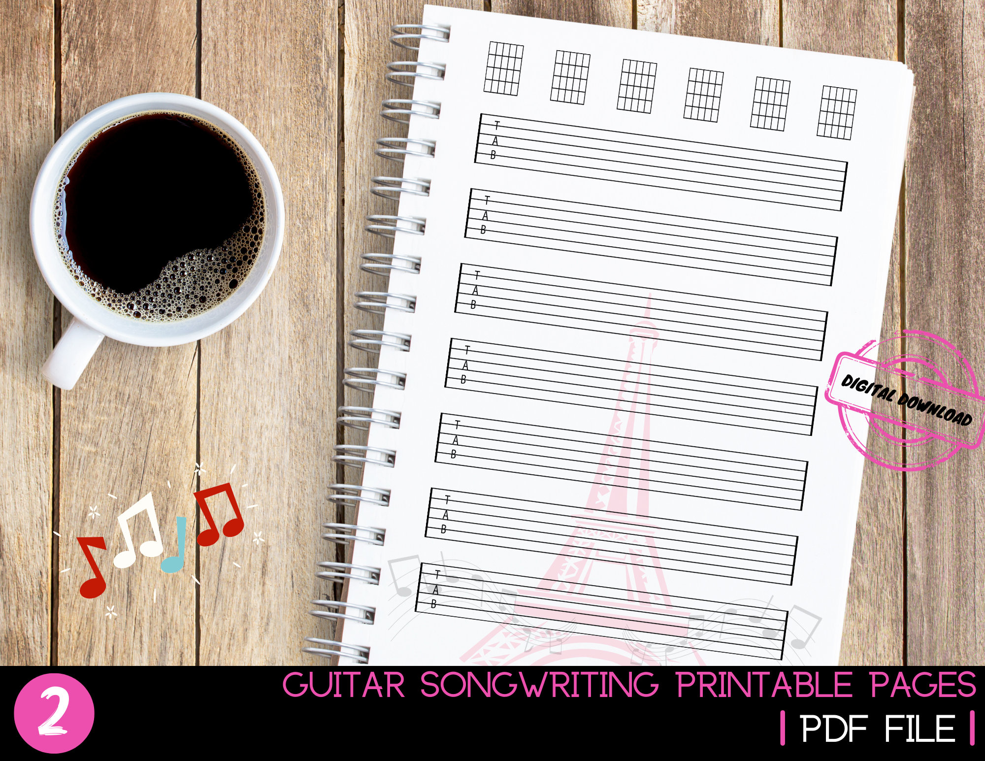 Guitar Songwriting Printable Pages,guitar Songwriting Notebook ...