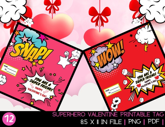 Superhero Valentine Printable Tagclassroom | Etsy