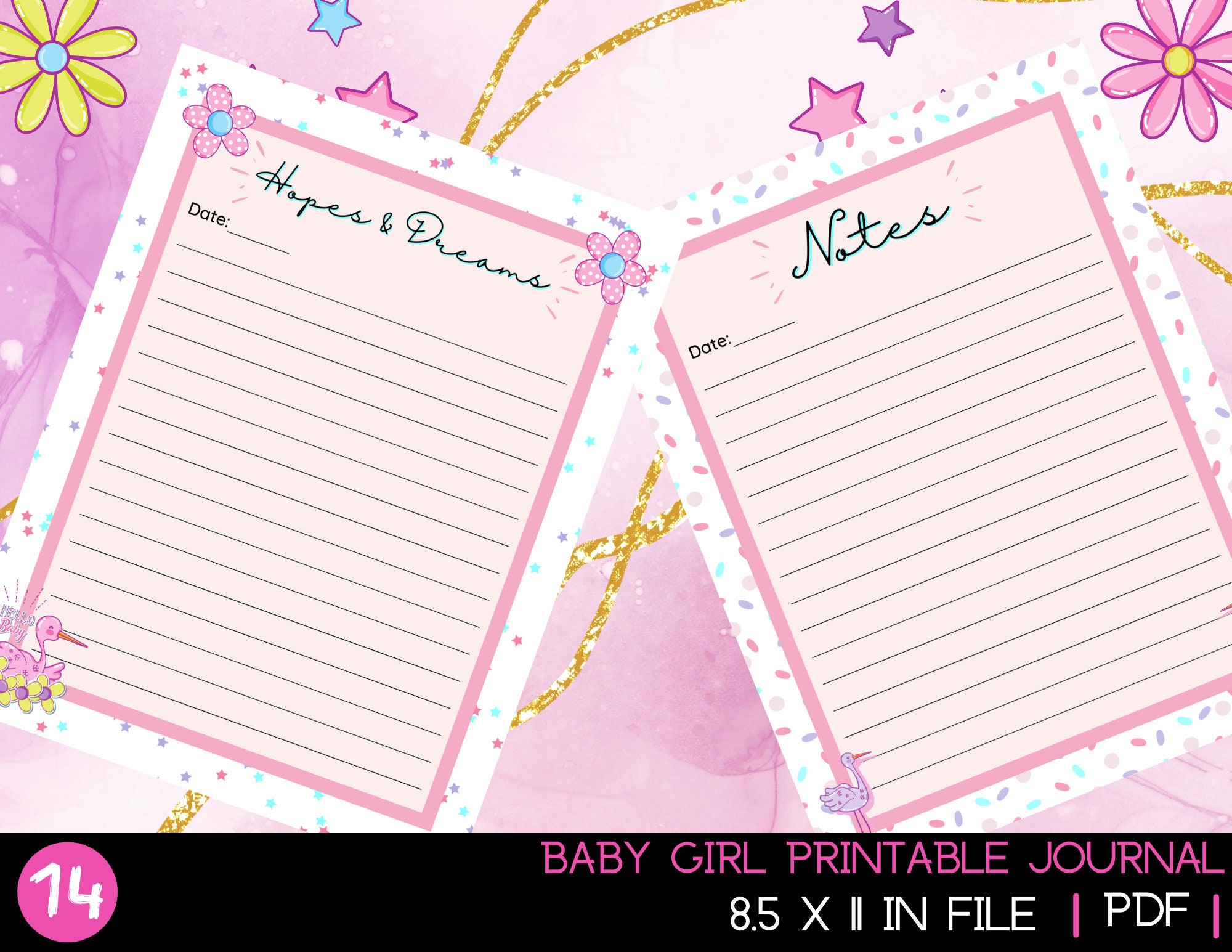 Baby Girl Printable Journal,baby Girl Album,baby Book,baby Girl Journal ...