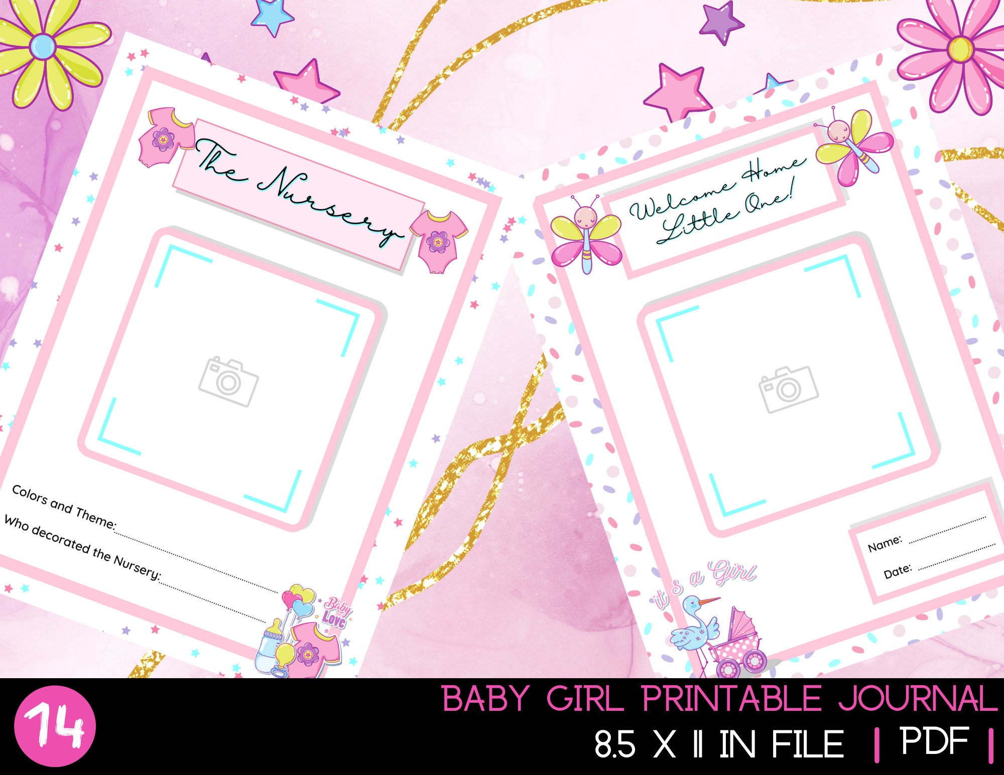 Baby Girl Printable Journal,baby Girl Album,baby Book,baby Girl Journal ...