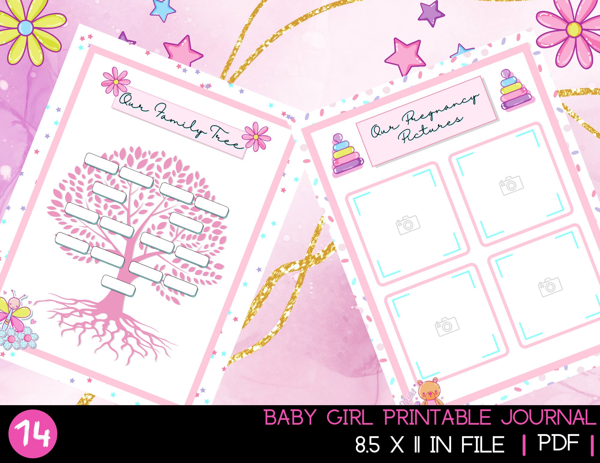 Baby Girl Printable Journal,baby Girl Album,baby Book,baby Girl Journal ...